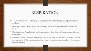 Temperature, Pulse, & Respiration CHART.pptx | Heart and Cardiovascular ...