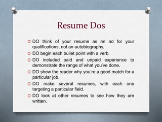 Resume Writing Tips | PPTX