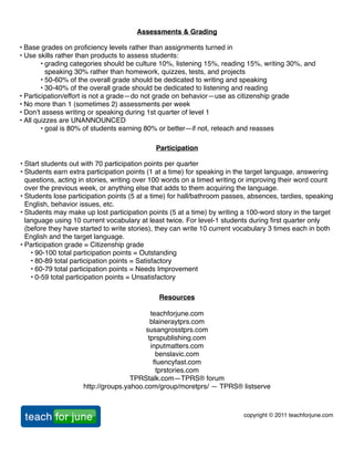 TPRS® Beginning Workshop 2012 Handout | PDF
