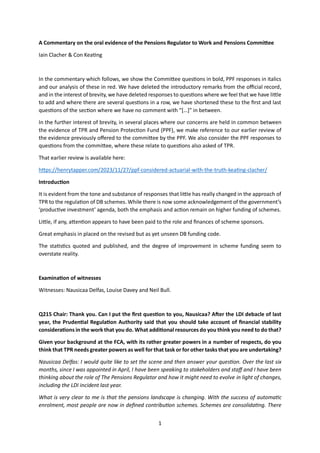 Con Keating and Iain Clacher's TPR testimonyTestimony Review | PDF