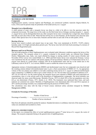 NAPHTHOQUINONES , LARVICIDAL ACTIVITY, AEDES | PDF