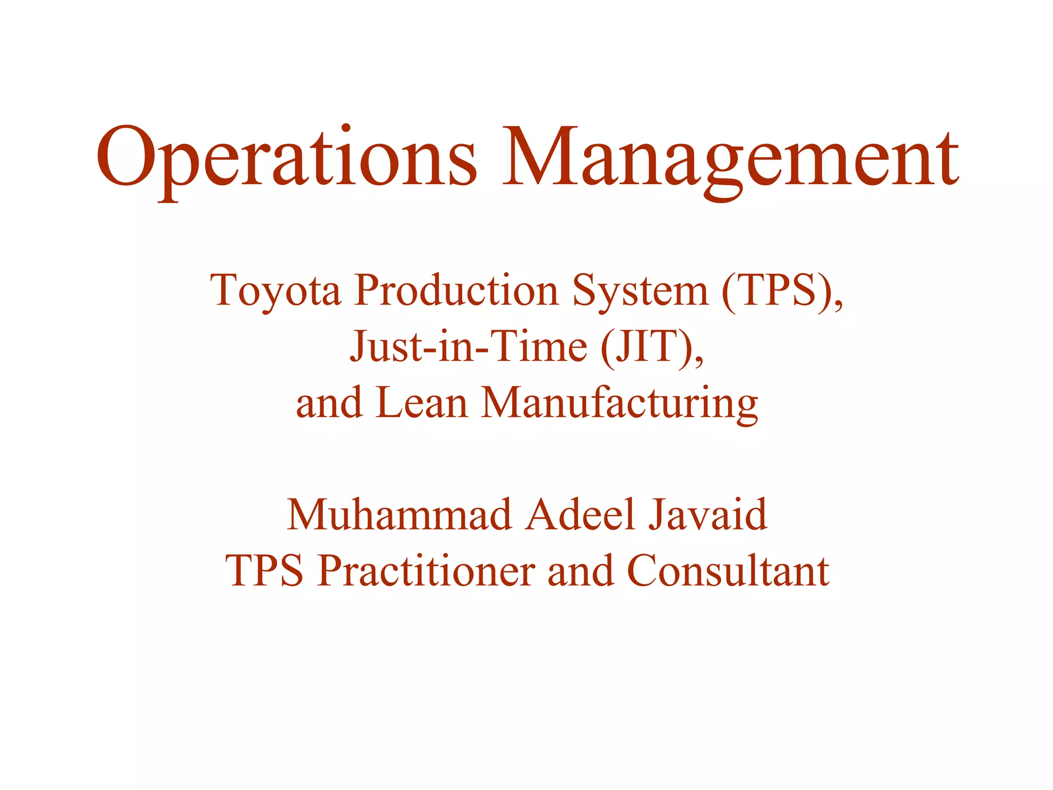 Tps and lean manufacturing | PPT