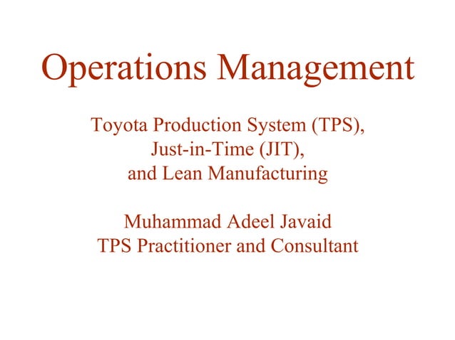 Tps and lean manufacturing | PPT