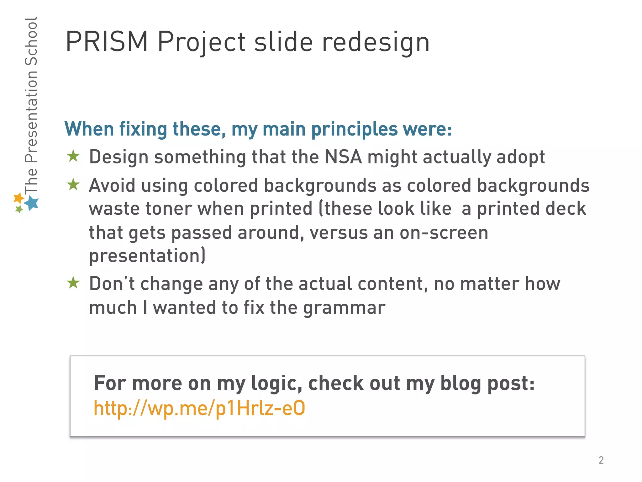 The Presentation School redesigns the NSA PRISM slides | PPT