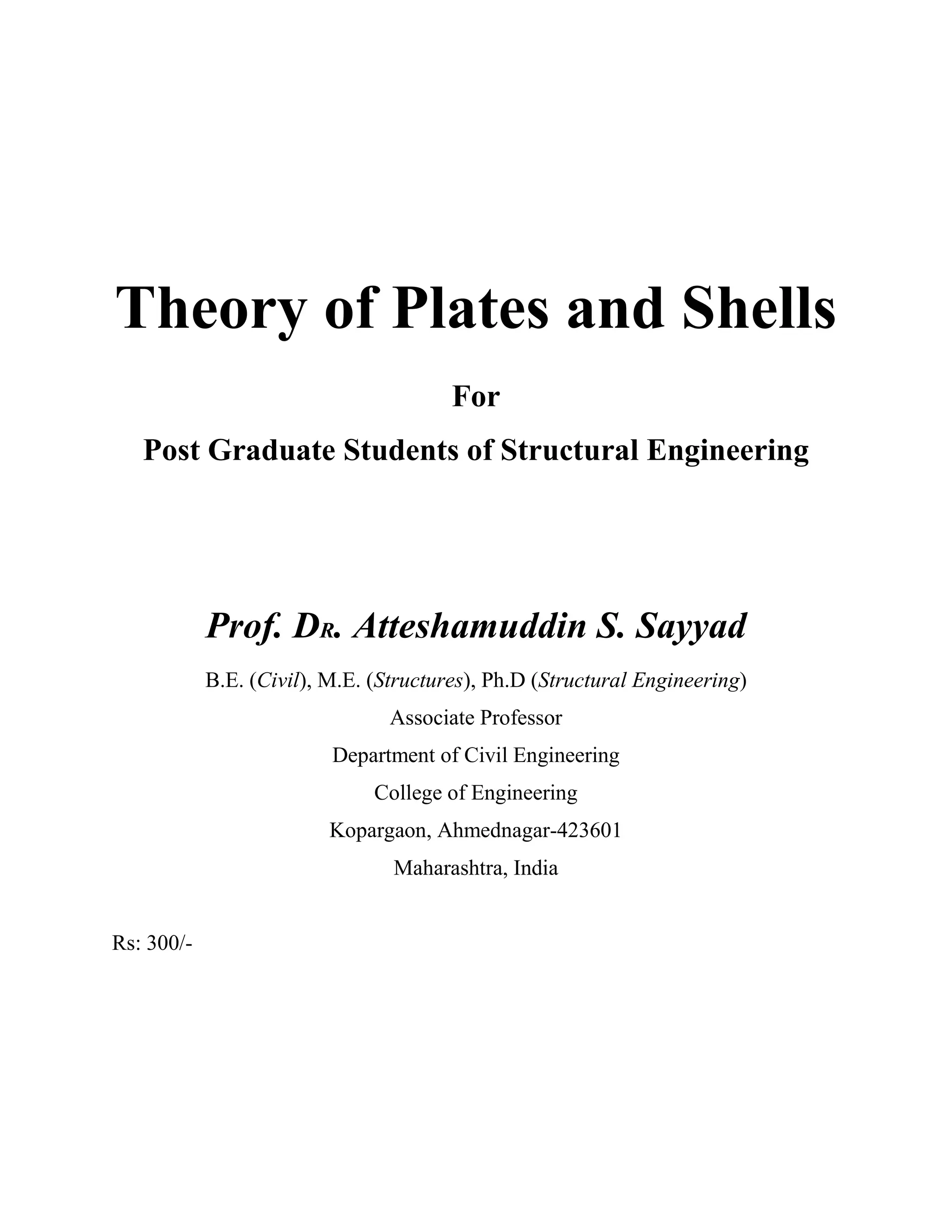 Theory of Plates and Shells | PDF