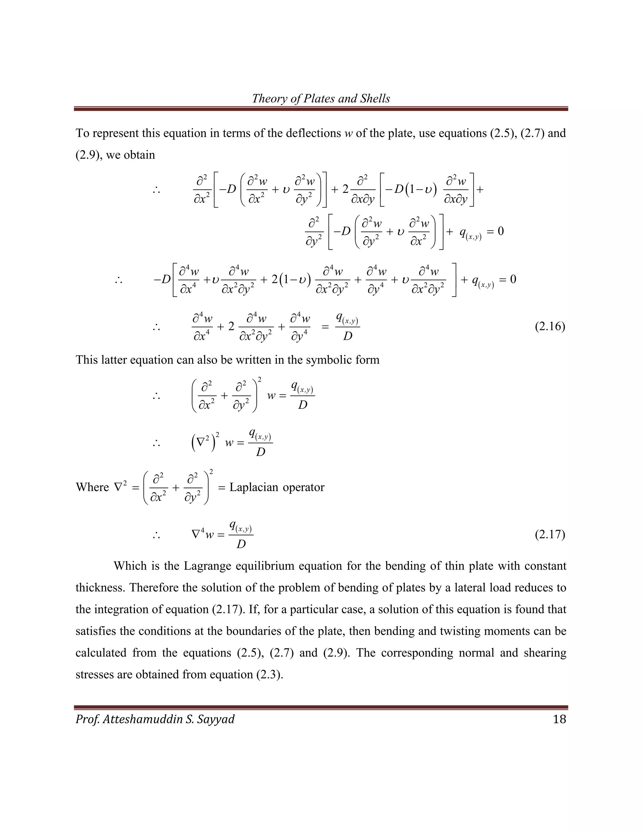 Theory of Plates and Shells | PDF