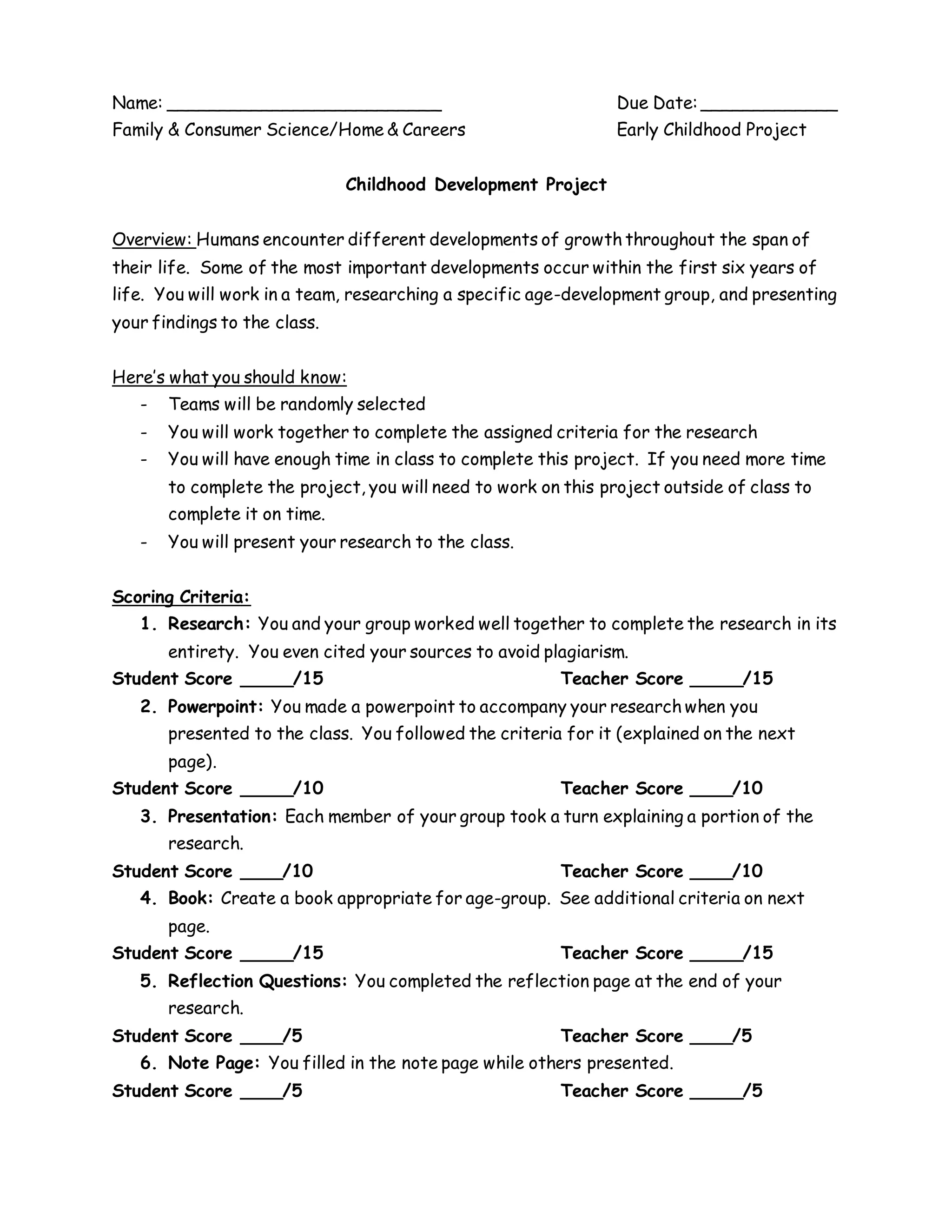 childhood development project | PDF