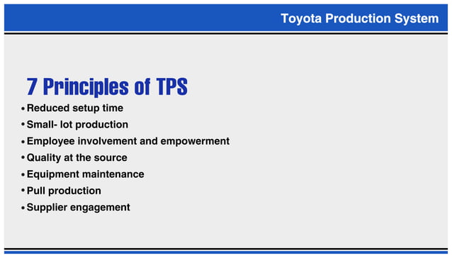 TOYOTA PRODUCTION SYSTEM (TPS) PRESENTATION | PDF | Business | Business ...