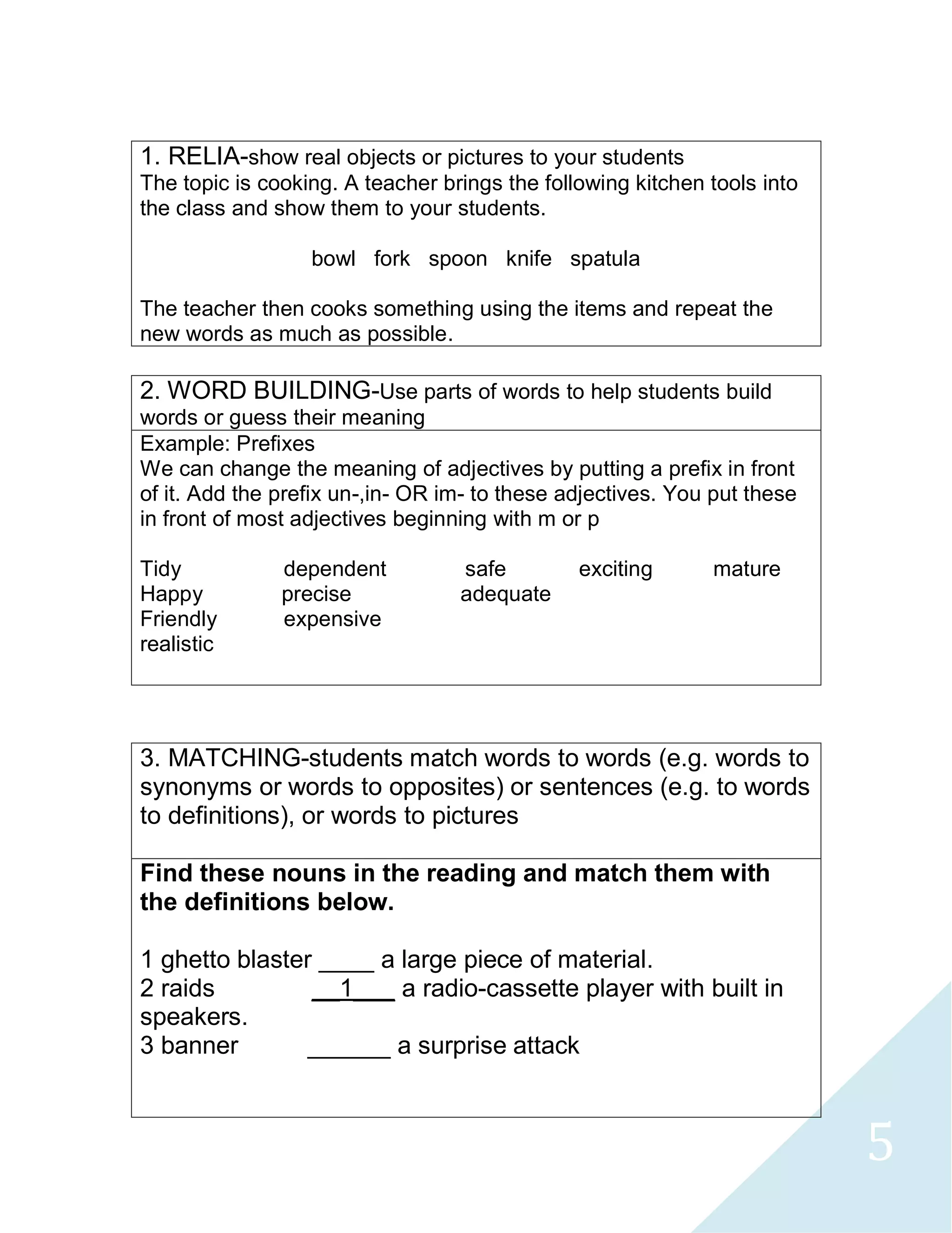 Tp teaching vocabulary lesson plan | PDF