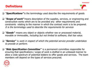 Tpt's bid specification considerations | PPT