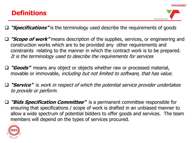 Tpt's bid specification considerations | PPT