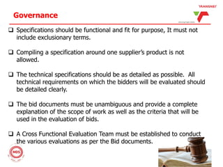 Tpt's bid specification considerations | PPT