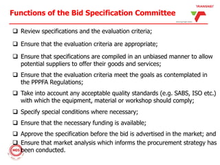 Tpt's bid specification considerations | PPT