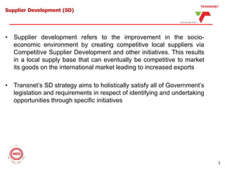 Tpt's supplier development (sd) initiative outline | PDF