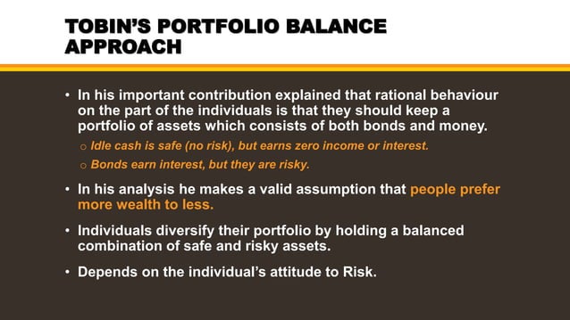 TOBIN’S PORTFOLIO BALANCE APPROACH | PPTX | Stocks and Bonds | Personal ...