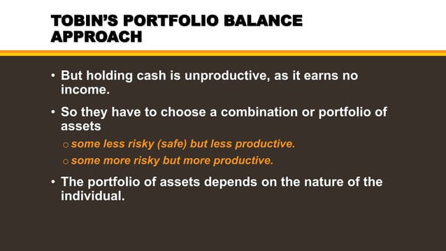 TOBIN’S PORTFOLIO BALANCE APPROACH | PPTX | Stocks and Bonds | Personal ...