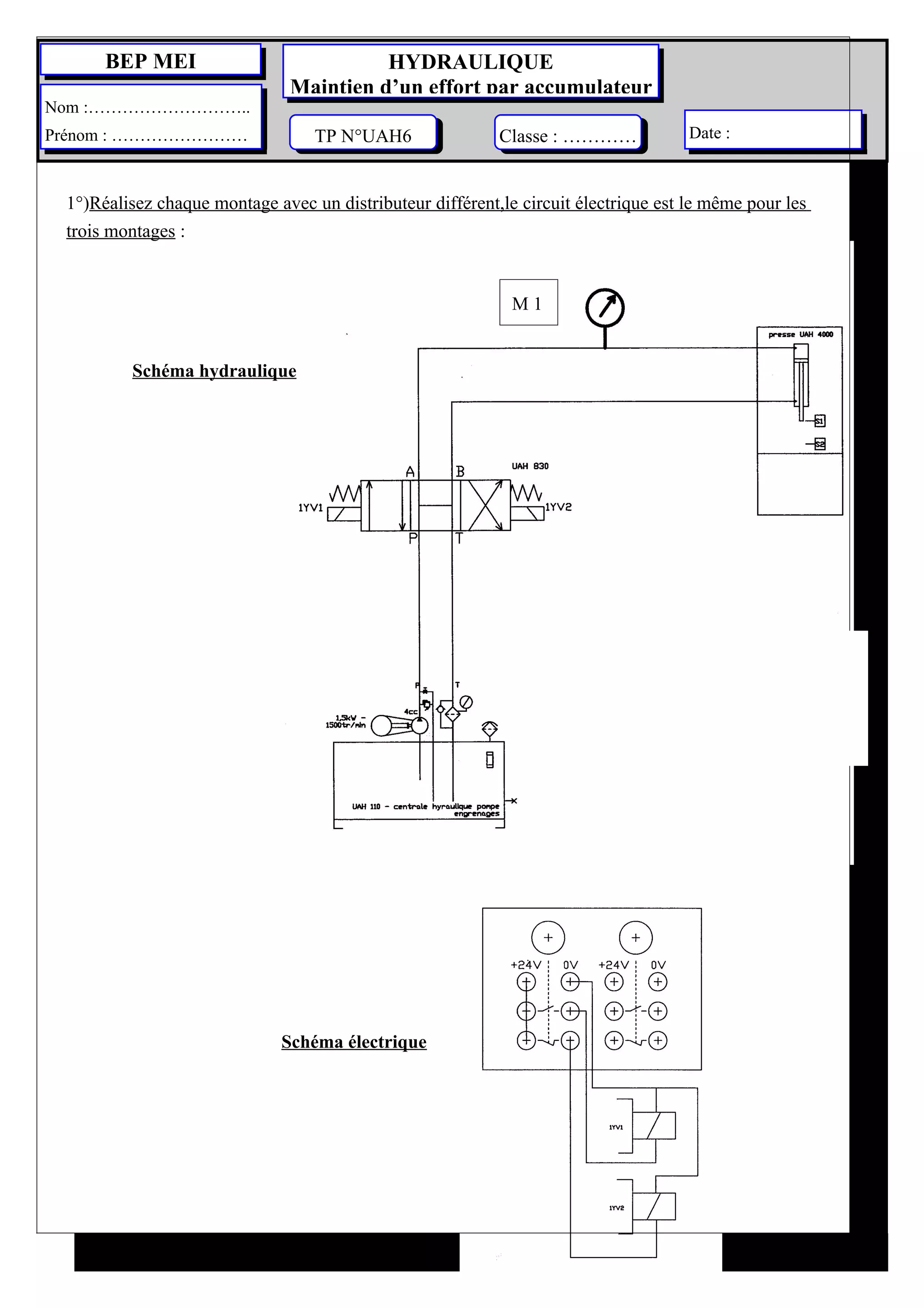 Tp Uah6 (Maintien Dun Effort Par Accumulateur) | DOC