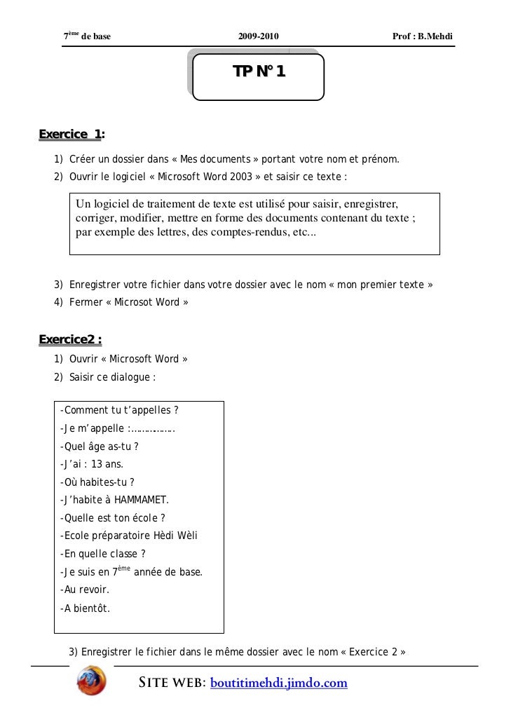 Webnote Exercices Word