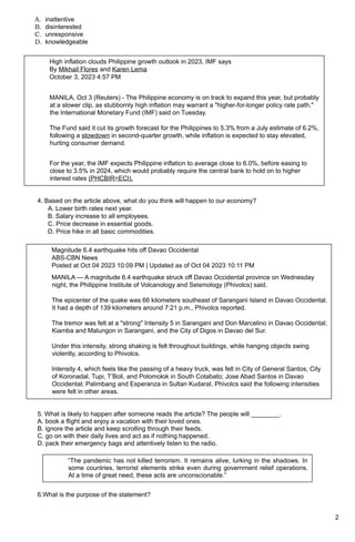 TQ English 10 Examination IWTH ANSWER KEY docx | PDF