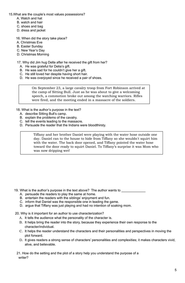 TQ English 10 Examination IWTH ANSWER KEY docx | PDF
