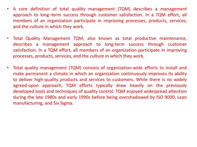 Total Quality Management (TQM) | PPTX | Business Administration | Business