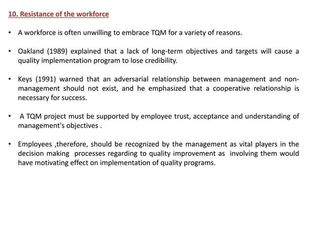 Total Quality Management (TQM) | PPTX | Business Administration | Business