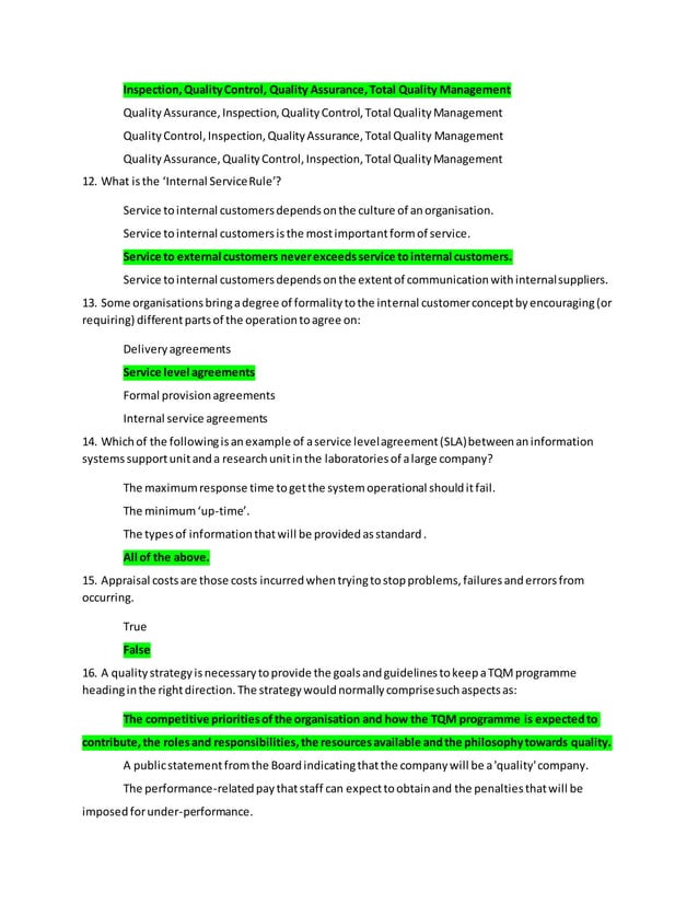 TOTAL QUALITY MANAGEMENT MCQ | DOCX