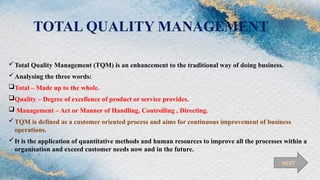Total Quality Management(Principles)Biotechnology | PPTX