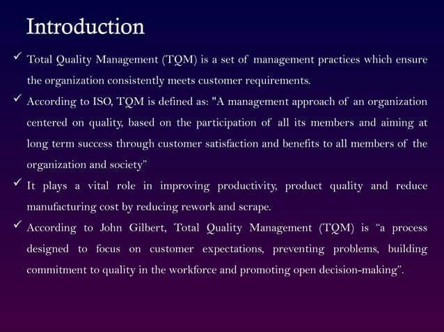 Total Quality Management Elements, Philosophies of TQM | PPTX