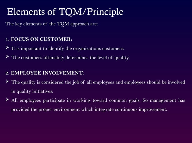Total Quality Management Elements, Philosophies of TQM | PPTX