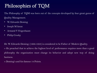 Total Quality Management Elements, Philosophies of TQM | PPTX