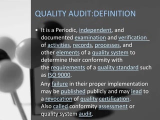 Tqm quality audit | PPTX