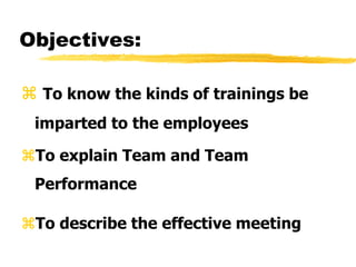 TQM- training, team performance, effective meeting | PPT