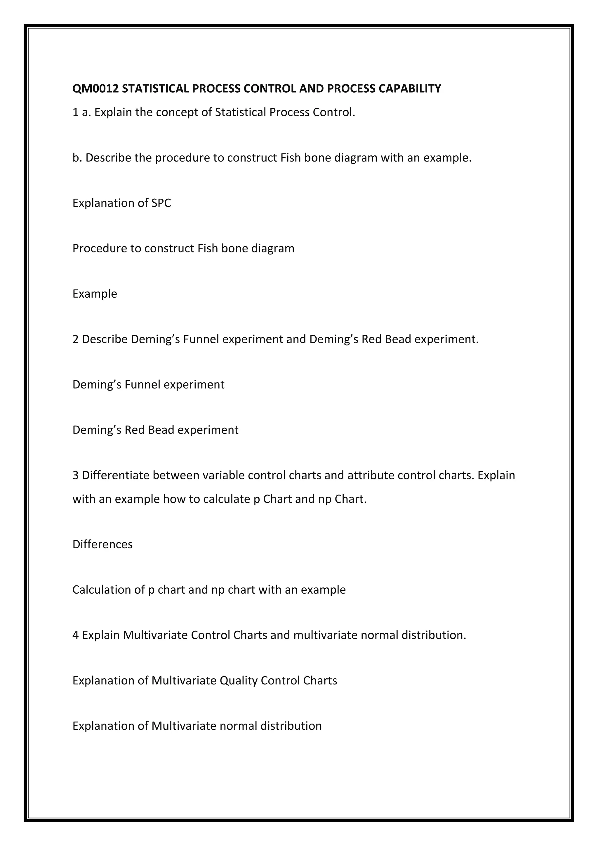 SMU MBA SPRING 2014 TQM 3rd sem | DOCX