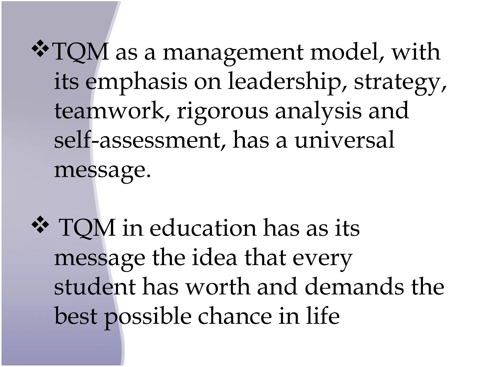 Tqm and transformational leadership in private schools | PPT