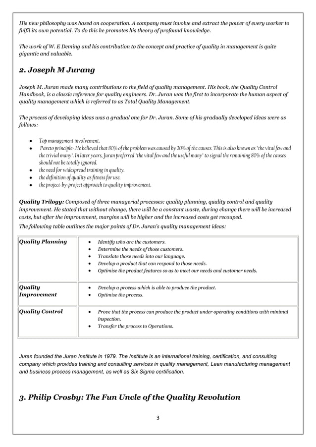 Quality gurus and their contribution to TQM | DOCX | Manufacturing ...