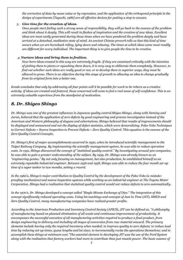 Quality gurus and their contribution to TQM | DOCX | Manufacturing ...