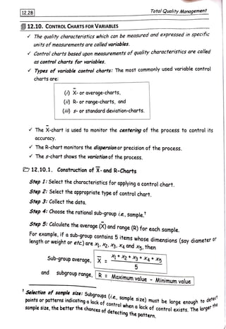 TQM control charts for variables and attributes | PDF