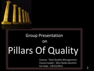 Quality and Pillars of quality | PPTX