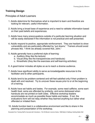 Training Quality Mentors - handouts | PDF