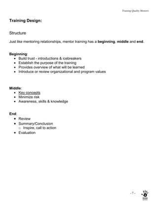 Training Quality Mentors - handouts | PDF