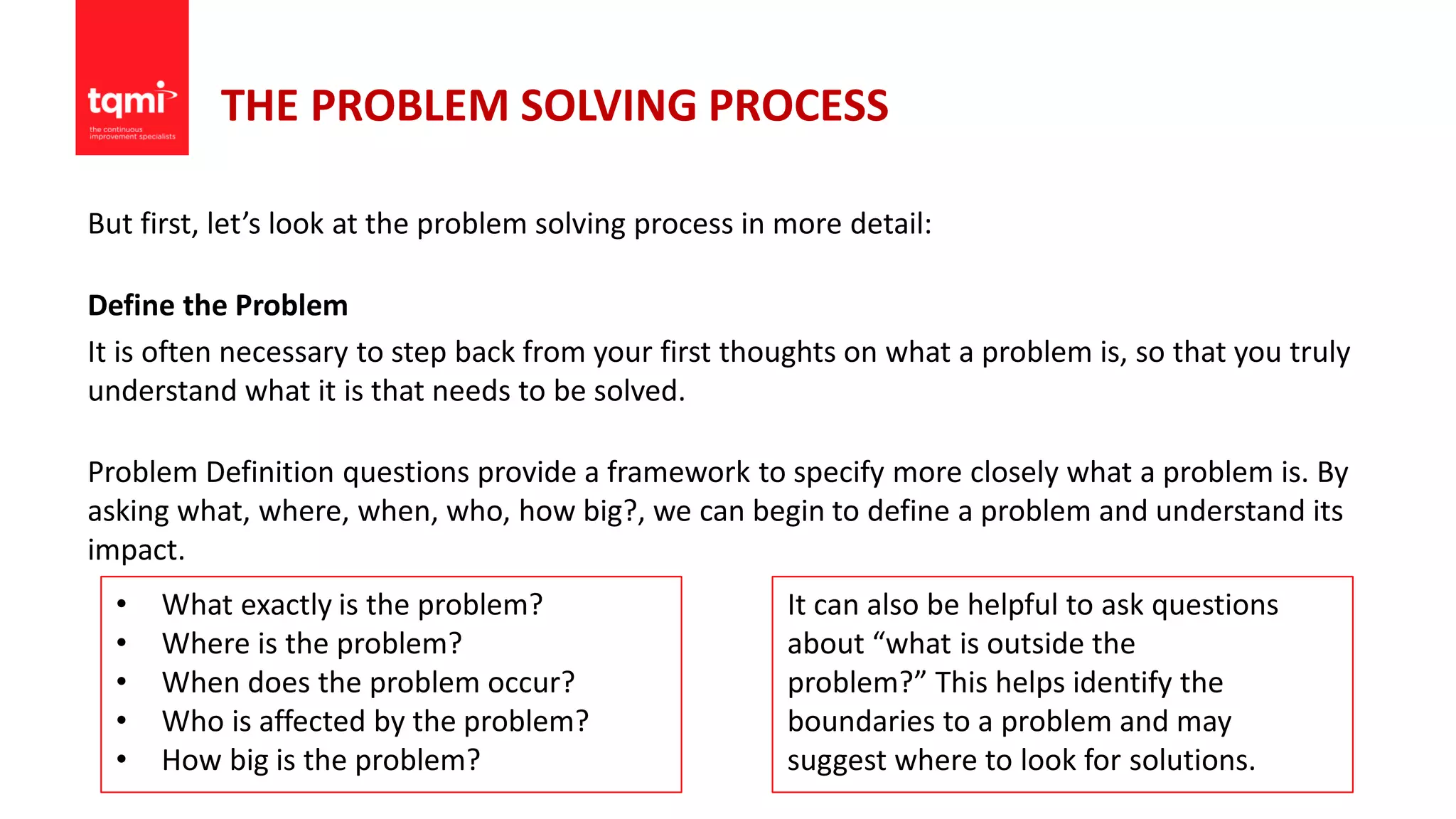 Problem Solving Tools and Techniques by TQMI | PDF