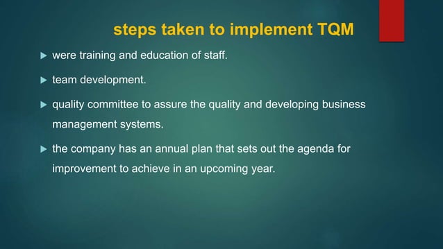 Tqm implementation in textile manufacturing industry to success | PPTX