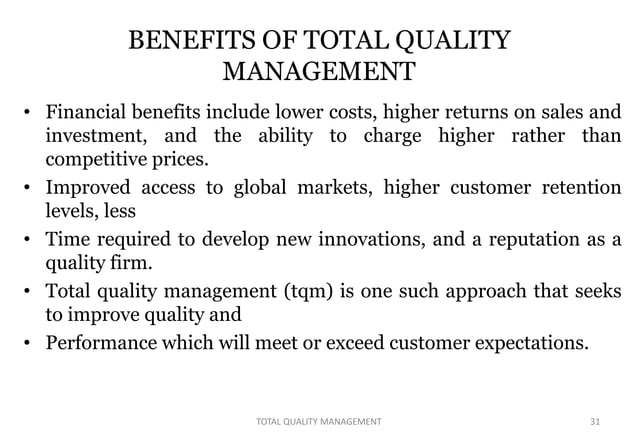 Total Quality Management | PPTX | Business Operations | Business