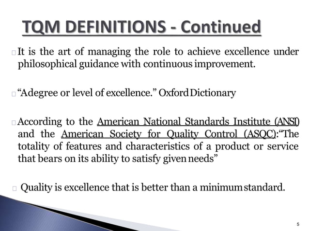 Total Quality Management lecture 1 | PPTX | Business | Business and Finance