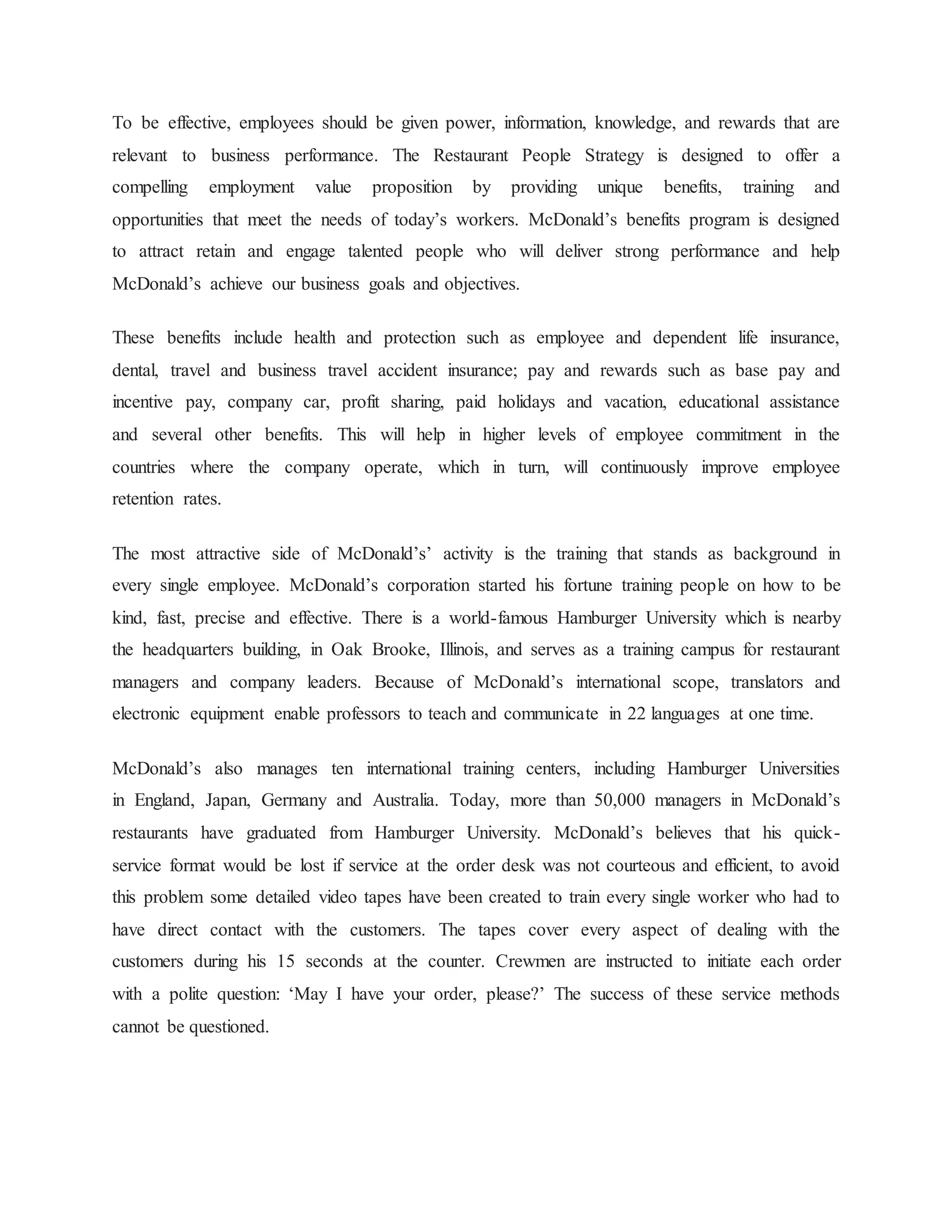 Study Into Total Quality Management of McDonalds | DOCX