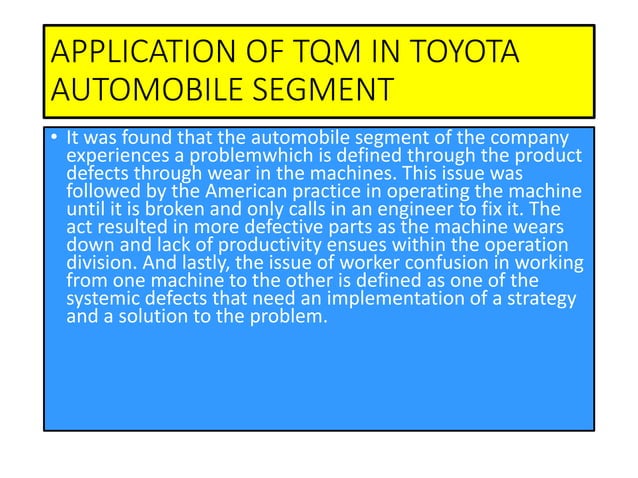 Tqm in Toyota | PPTX