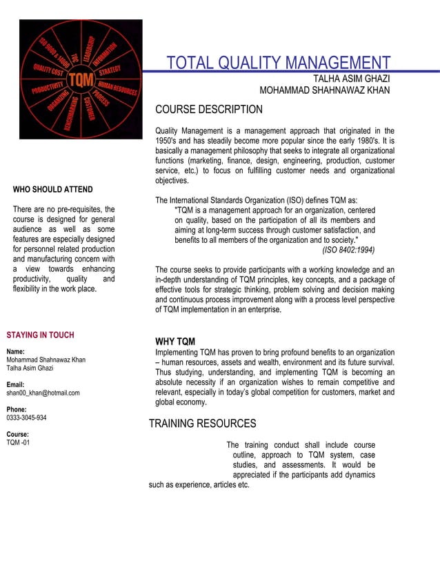 TQM Outline | PDF
