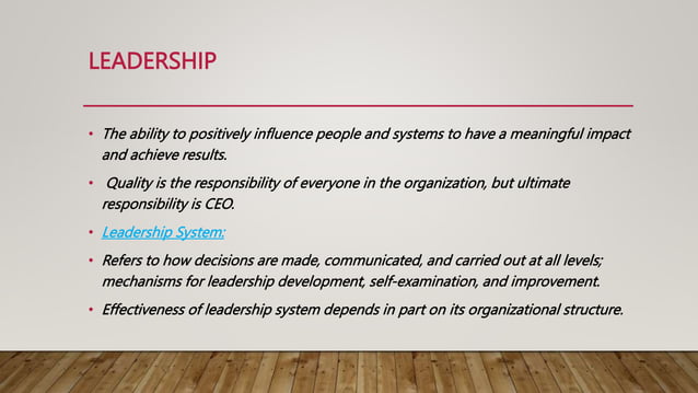 TQM presentation.pptx | Executive Leadership & Management | Business