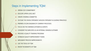 STEPS TO IMPLEMENT TQM IN AN ORGANIZATION – A CASE STUDY | PPTX